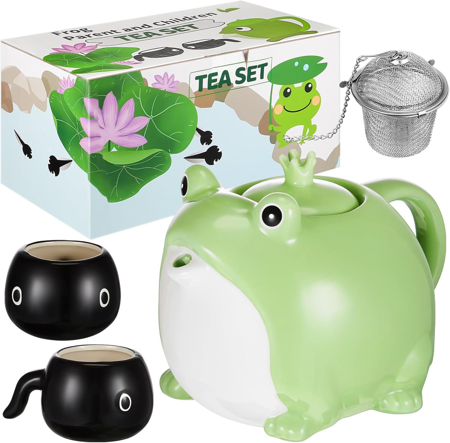 Amazon.com | FoldTier Cute Tableware Japanese Tea Set Frog Teapot ...