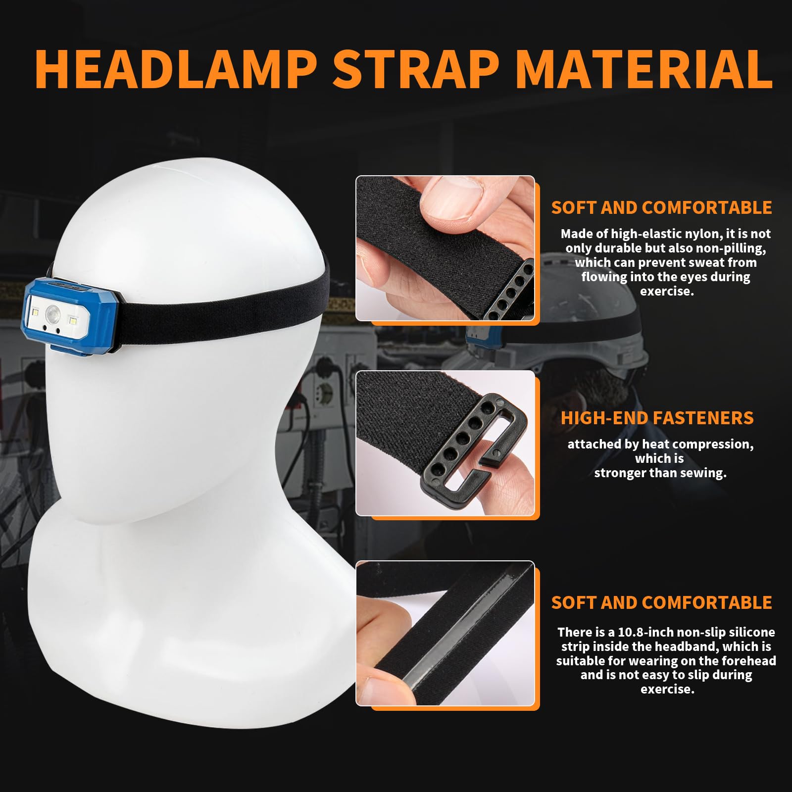 Snapklik.com : Ahuliao Headlamp Strap Replacement Headband For Black ...