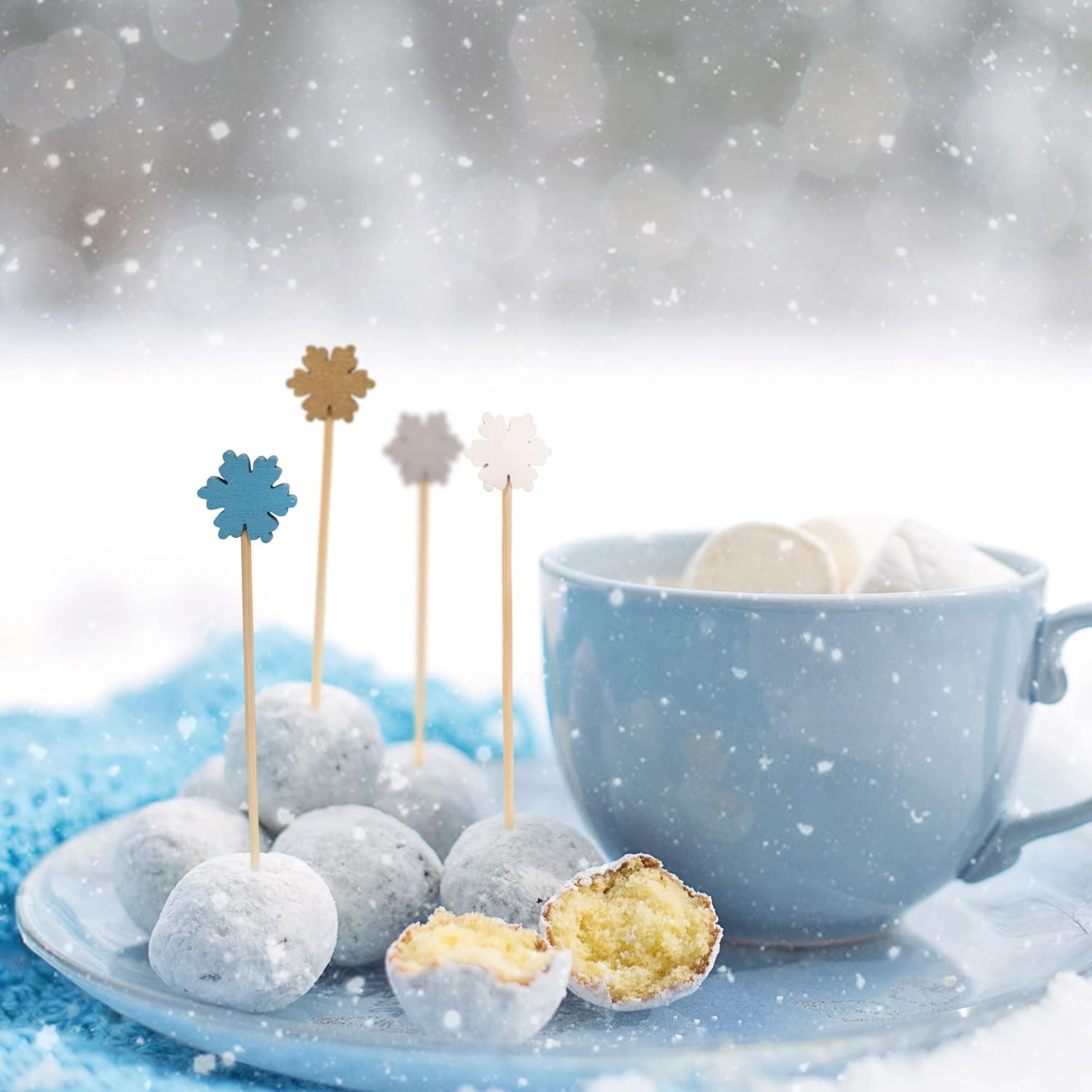 BambooMN – Winter Holiday Snowflake Bamboo Picks Skewers for Appetizers ...