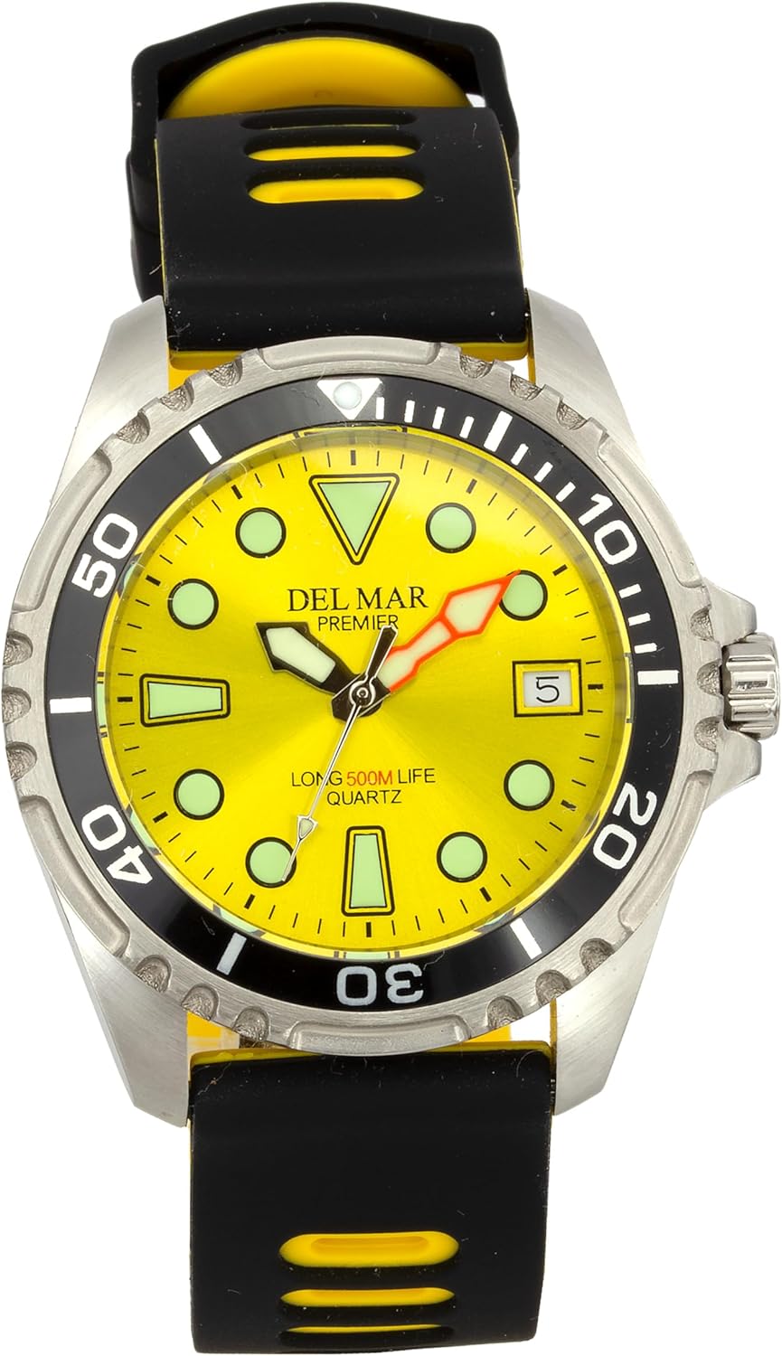500 Meter Premier Pro Dive Watch, Yellow Dial, Black/Yellow Silicone ...