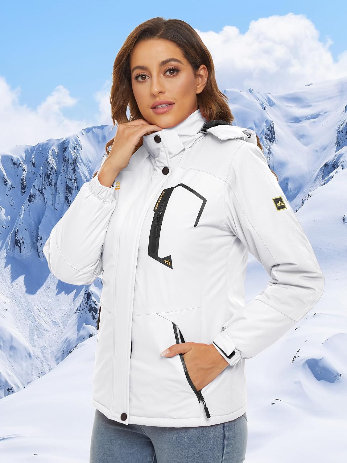TACVASEN Women's Waterproof Ski Jacket Hooded Fleece Lined Warm Winter ...