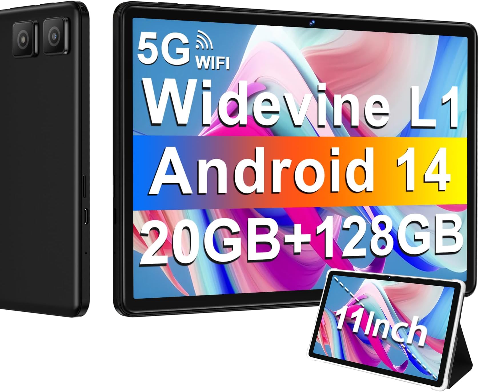 Tablette Android 14 avec Widevine L1, 13MP+5MP, 8000 mAh + Charge ...
