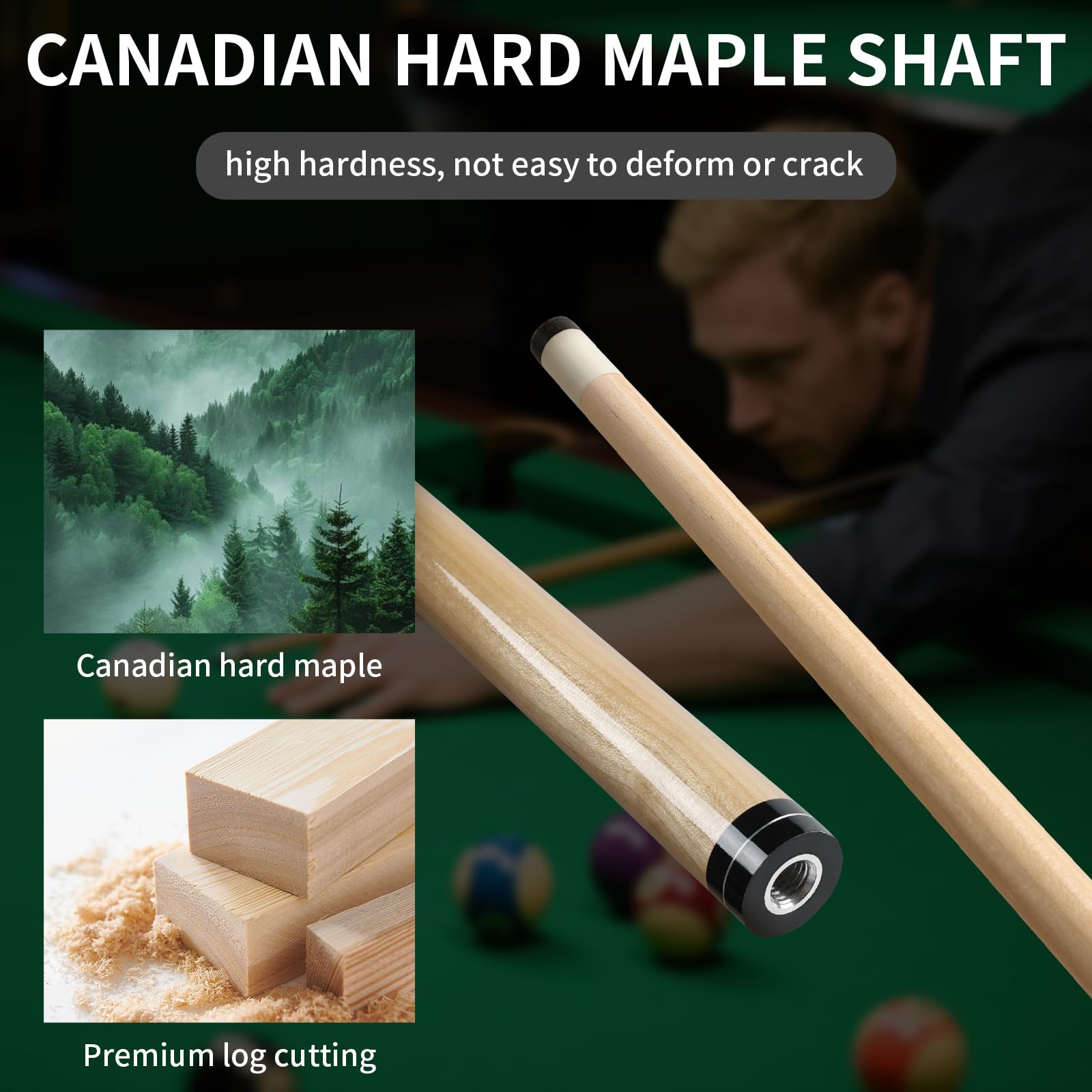 Snapklik.com : Pool Cue Sticks, 58 Inch 20 Oz Canadian Maple Wood Cue ...