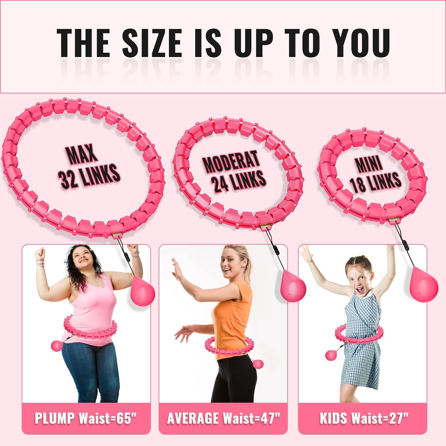 Snapklik.com : 32 Knots Weighted Workout Hoop Plus Size, 65 Inch Smart ...