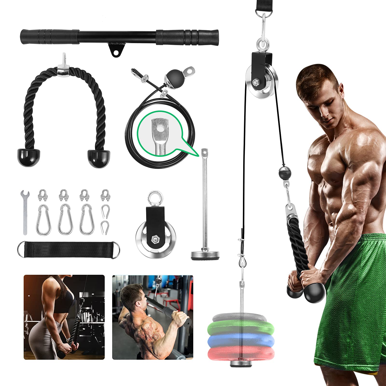 Buy Ameiqa Upgraded Fitness LAT and Lift Pulley System Gym,Pulley Cable ...