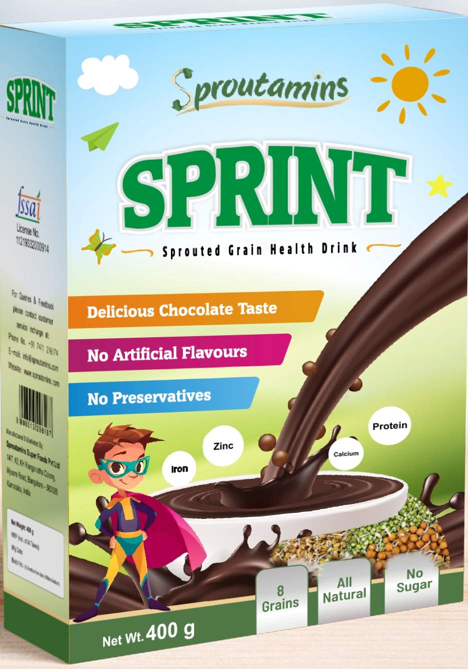 SPRINT - SPROUTED MULTIGRAIN CHOCOLATE DRINK/MULTIGRAIN CHOCOLATE DRINK ...