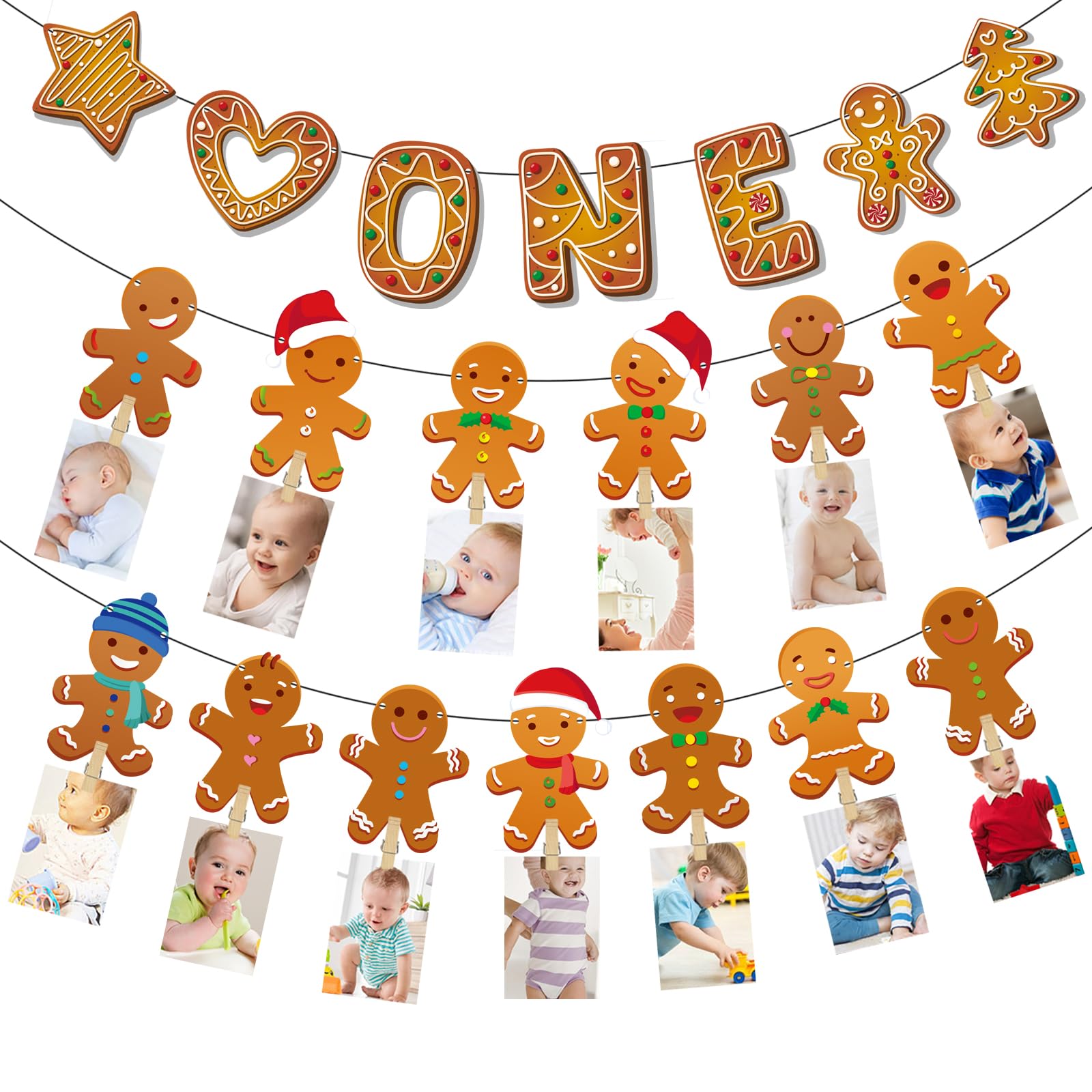 Snapklik.com : Christmas Gingerbread Man 1st Birthday Photo Banner ...