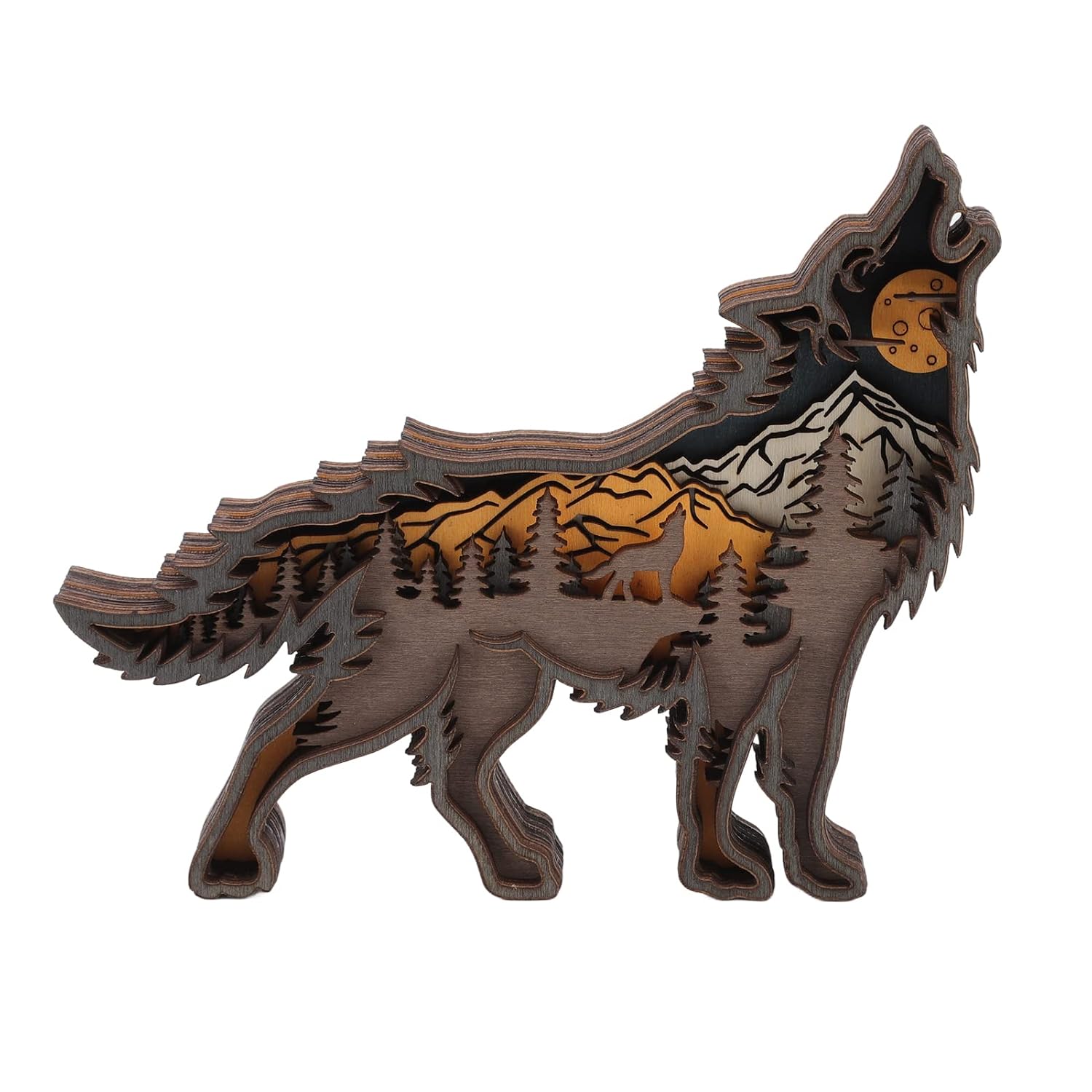 Buy Howling Wolf Statue, Durable Sturdy Wooden Ornaments Wolf Totem ...