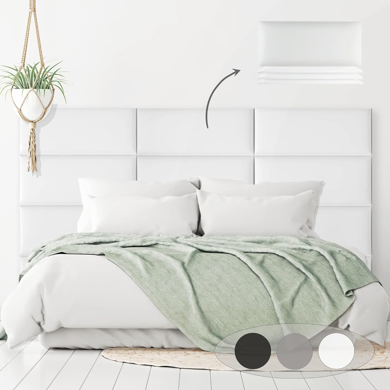Amazon.com - Go Headboards Removable Peel and Stick Upholstered Wall ...