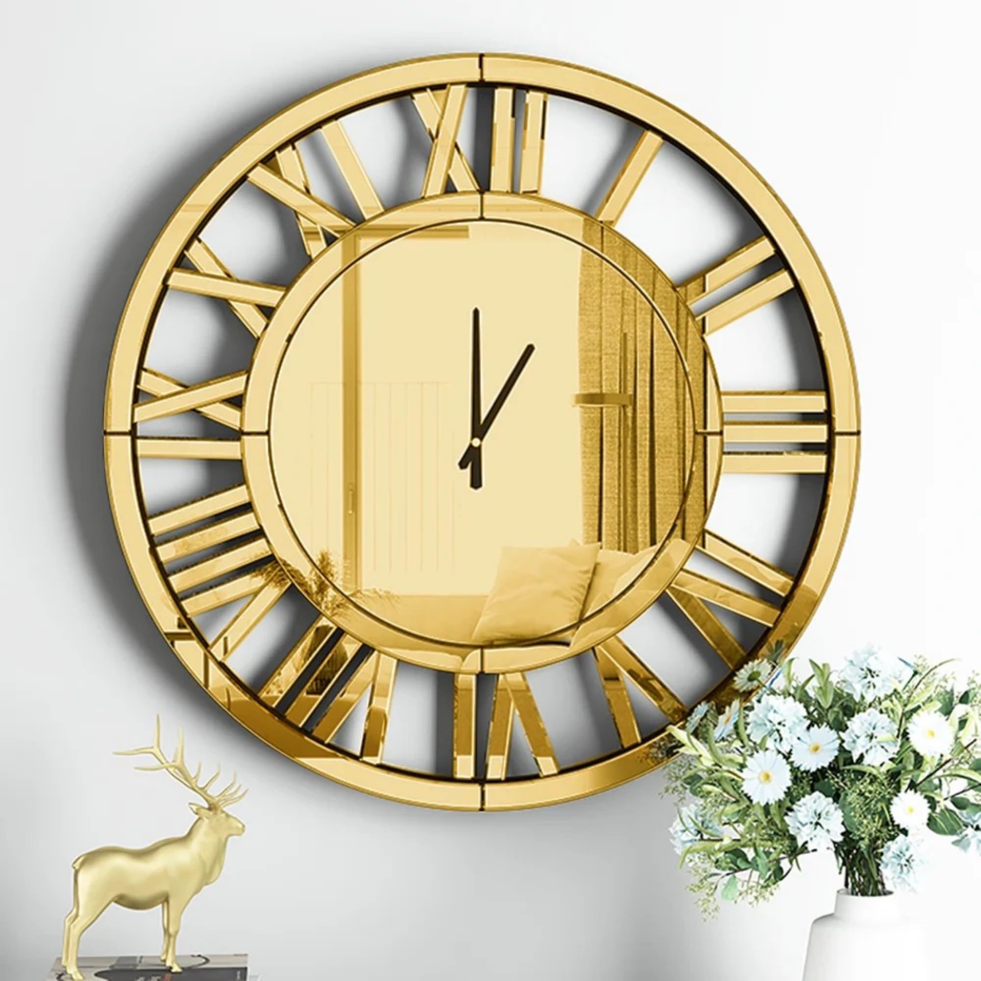 Amazon.com: SHYFOY 18" Gold Mirrored Wall Clock, Decorative Wall Clock ...