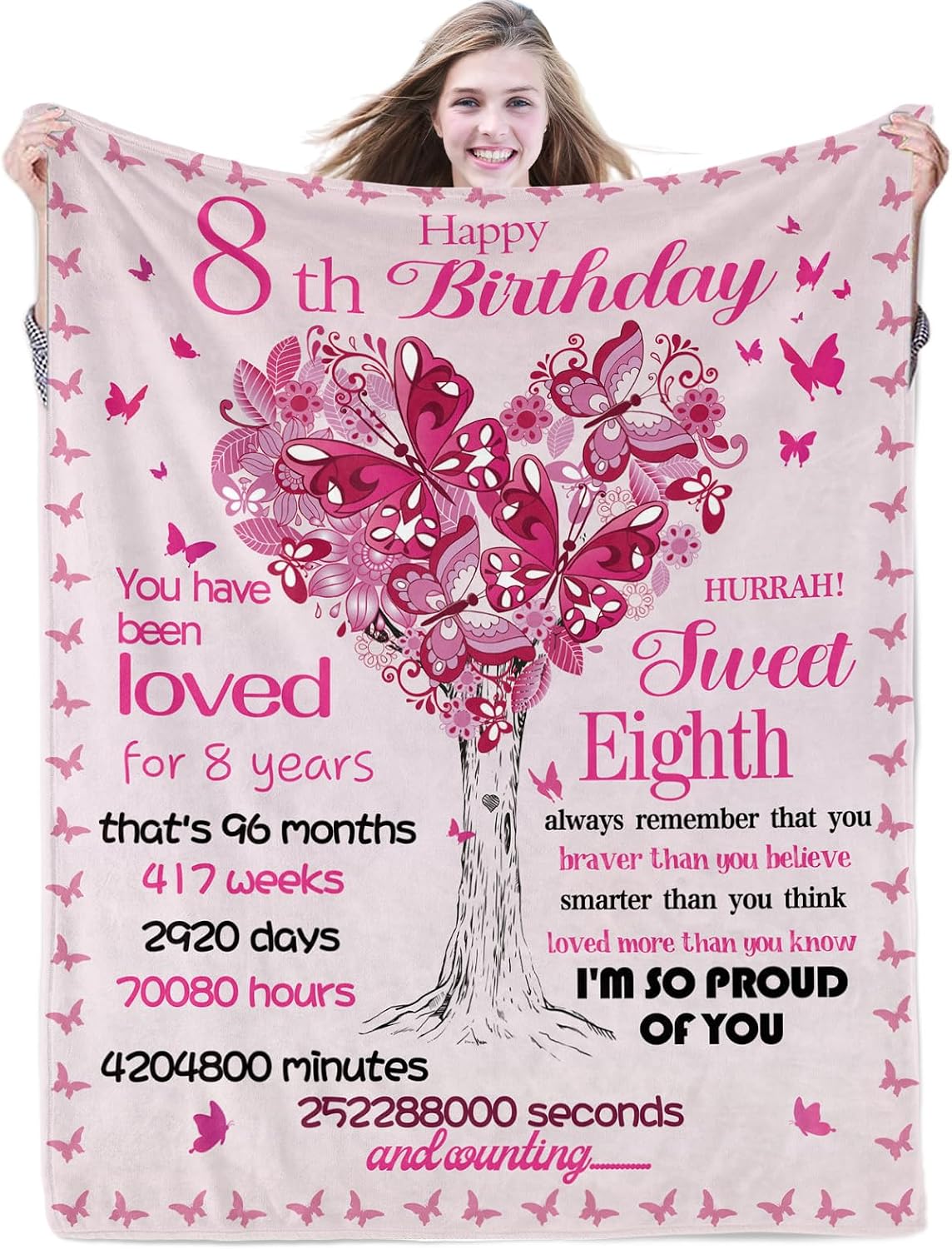 Amazon.com: Domgoge 8th Birthday Gifts for Girls Happy Sweet 8 Blanket ...
