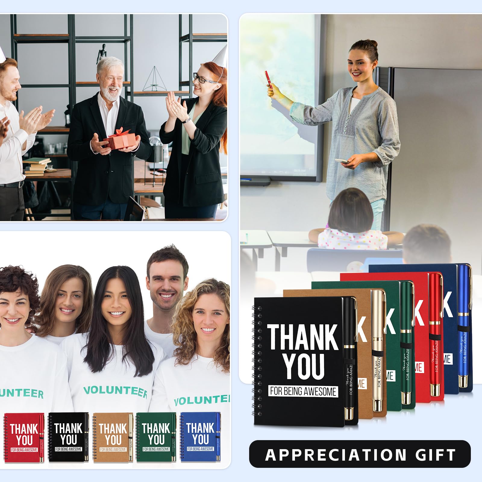 Honoson 50 Sets Spiral Notebook Sets Thank You Gift Bulk 4 x 6 Inch ...