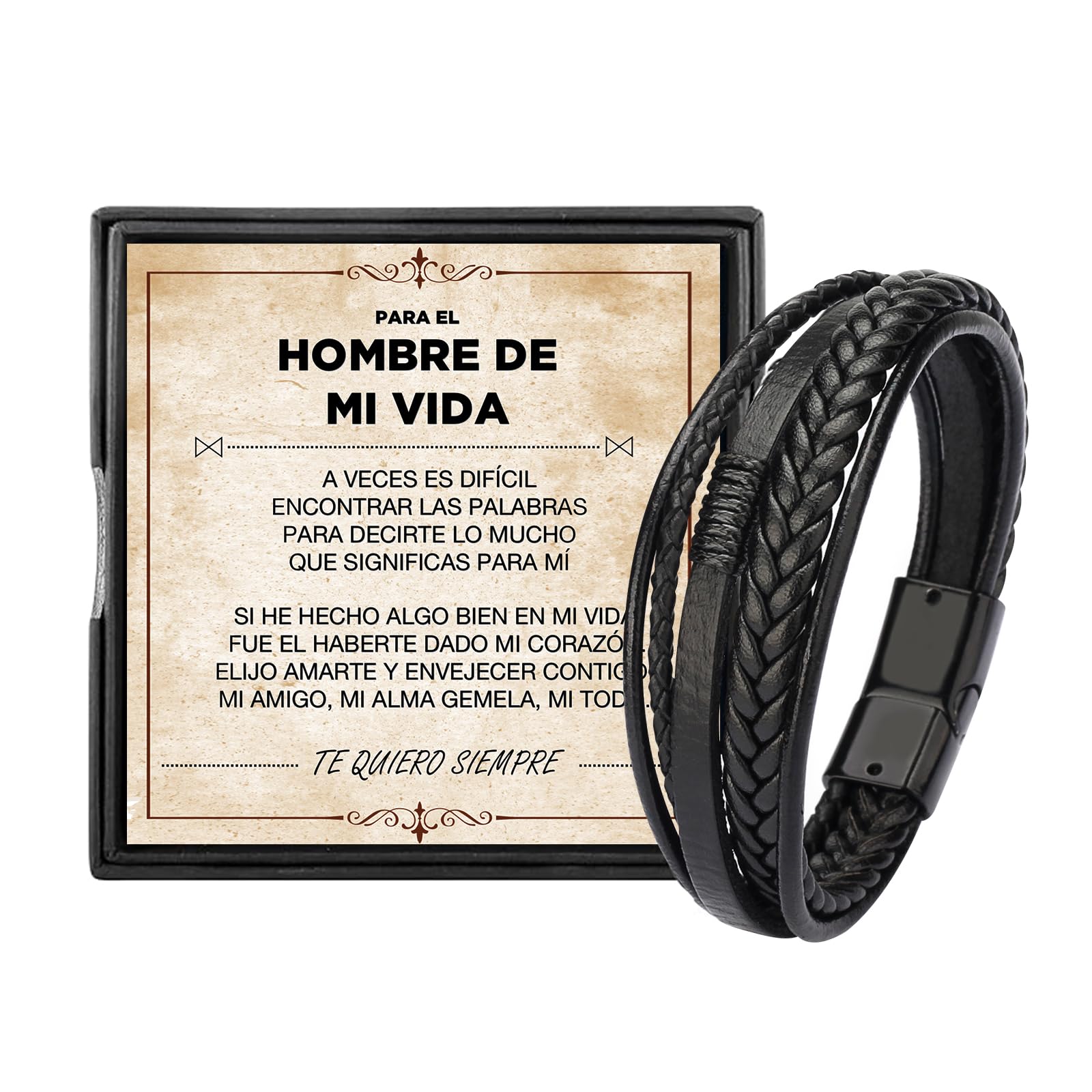 CHUCI Pulseras para Hombre, Pulseras hombre Cuero hebilla magnética de ...