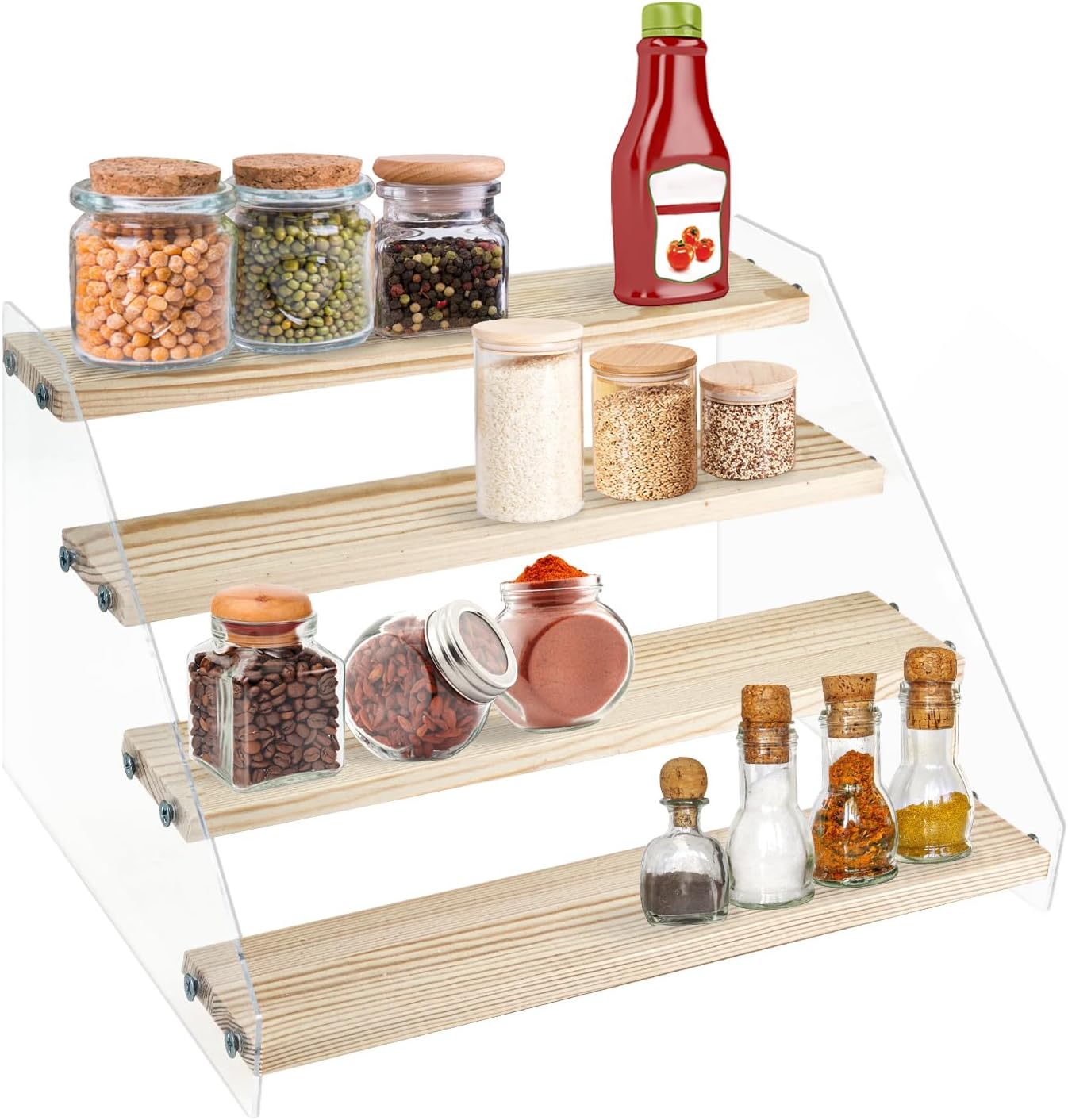 Amazon.com: Clear Spice Rack Kitchen Cabinet Organizer, 4 Tier ...