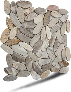 PEBBLETILE.CO Oval Petrified Wood Tiles - Floor and Wall Mosaic Tile ...
