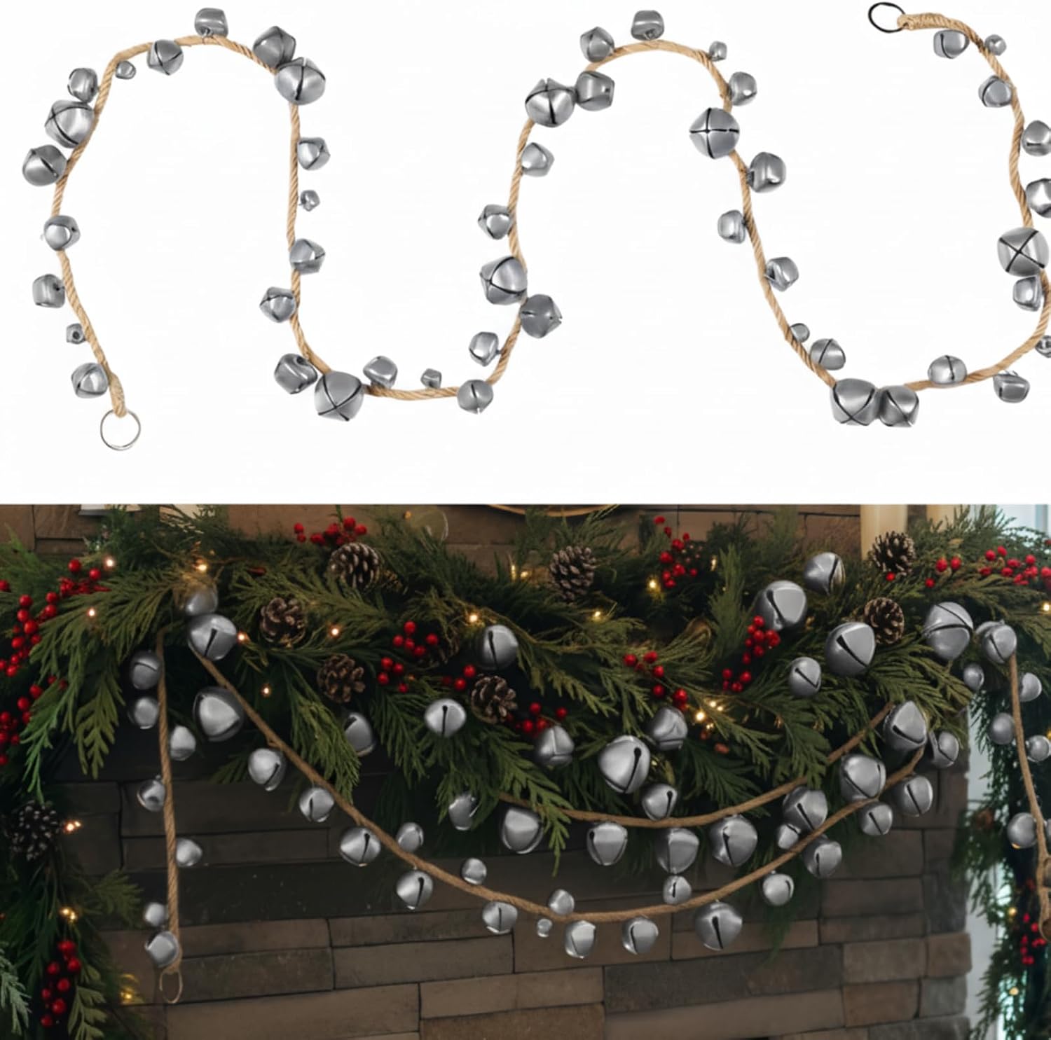 Yinder 6 ft Vintage Christmas Bell Garland for Tree Hanging Jingle Bell ...