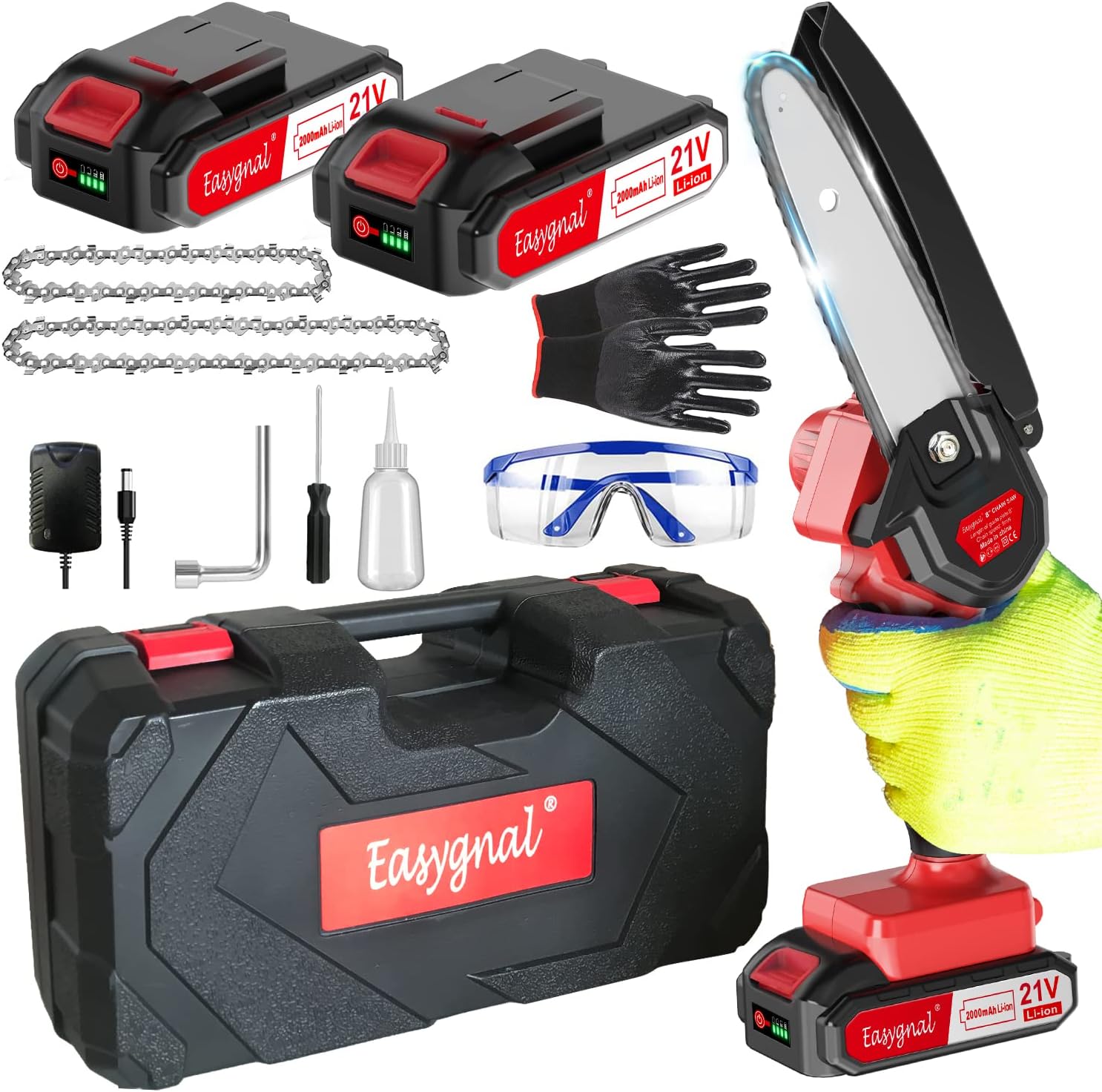 Amazon.com : Mini Chainsaw 6& 8 Inch, Battery Chainsaw Powered by 2Pcs ...