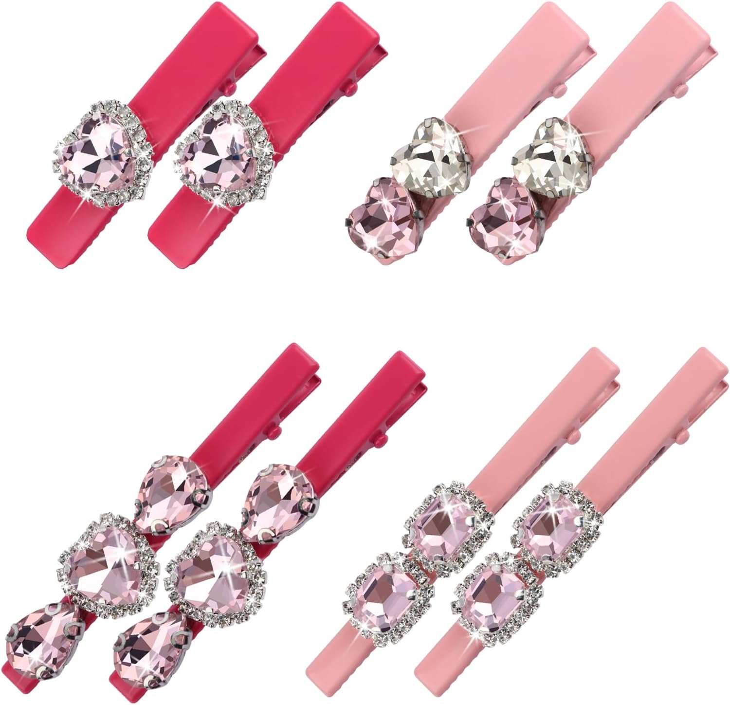 Amazon.com : LOSANJI 8PCS Pink Hair Clips, Glitter Rhinestone Hair ...