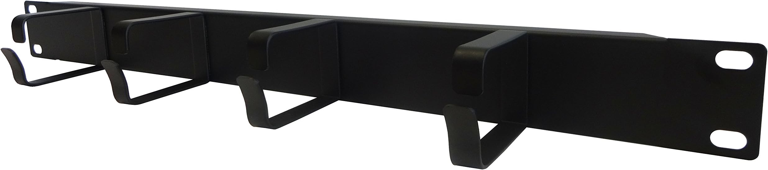 1u 4 Ring 19" Horizontal Cable Management Bar Black Cable Tidy pack of ...