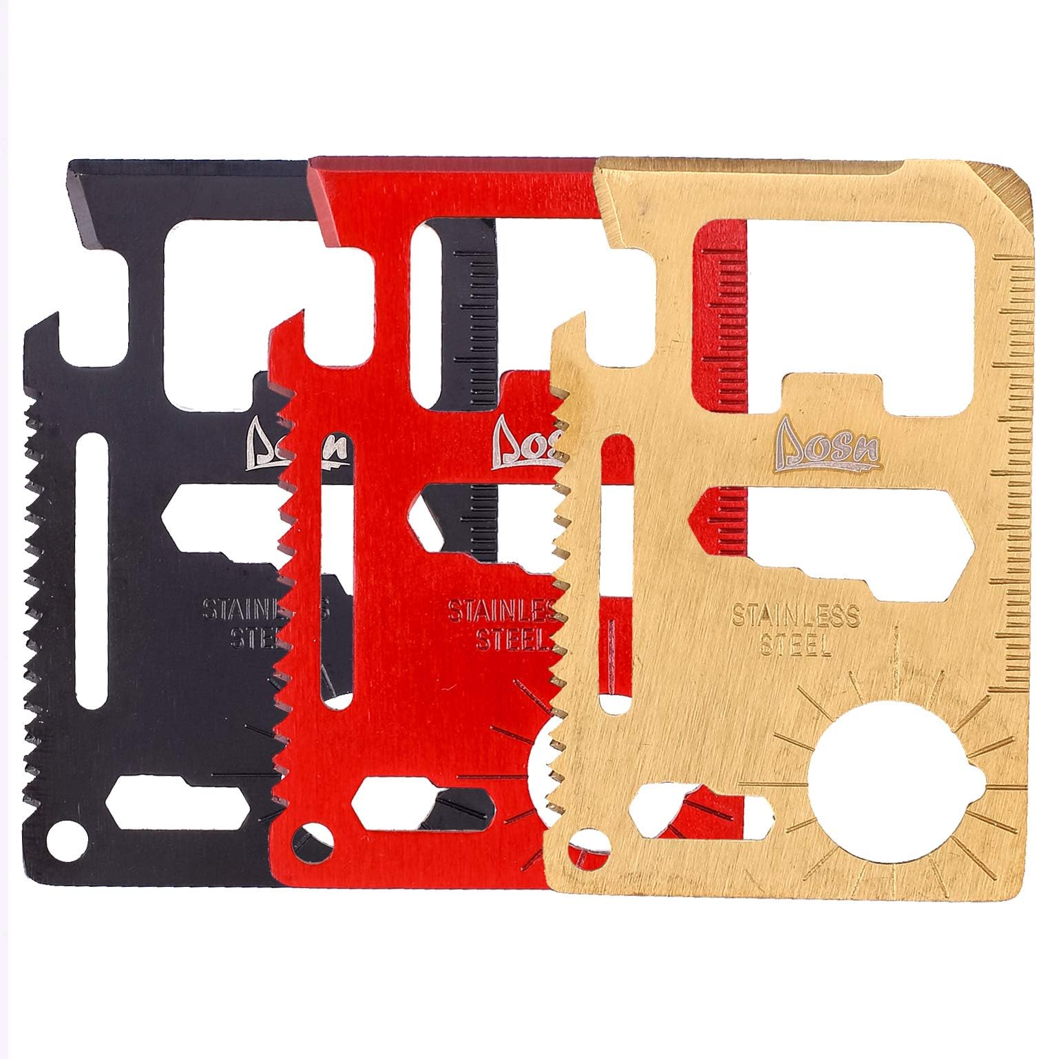 TAC9ER 22-in-1 Credit Card Multitool For Men | Metal Survival Card ...