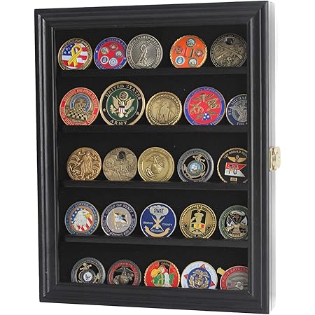 Amazon.com: Military Challenge Coin Display Case Cabinet Medal Rack ...