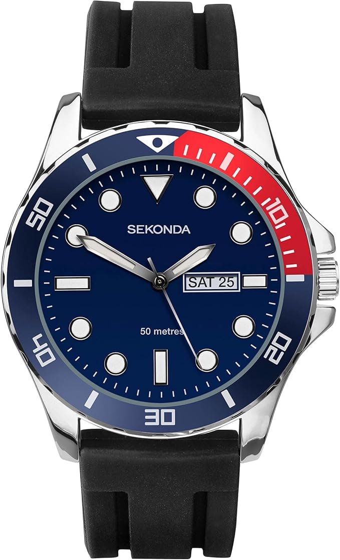 Sekonda Pepsi Color Dive Style 1687 Reloj de hombre con correa de goma ...