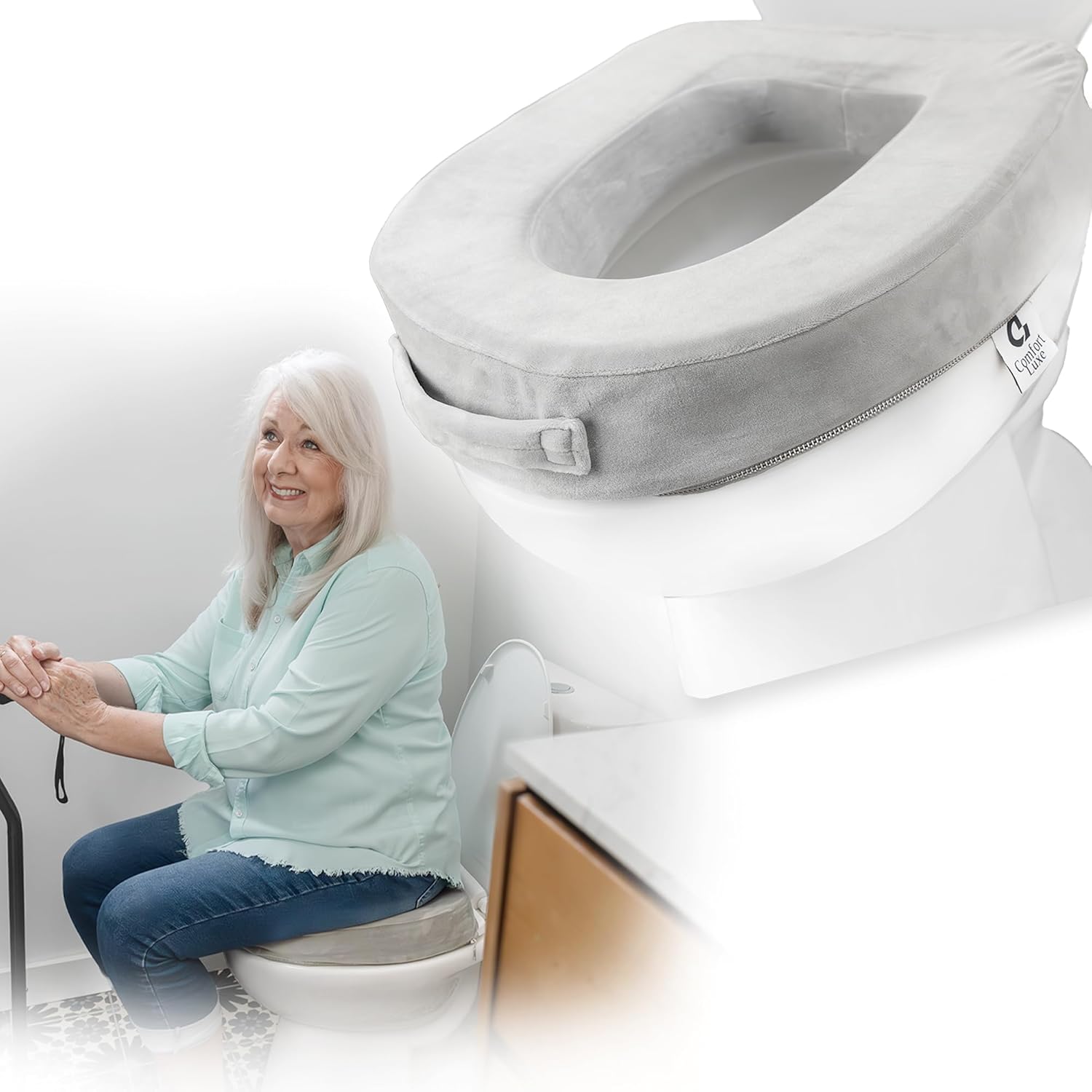 Amazon.com: COMFORT LUXE Raised Toilet Seat Cushion - 2” Firm Cushioned ...