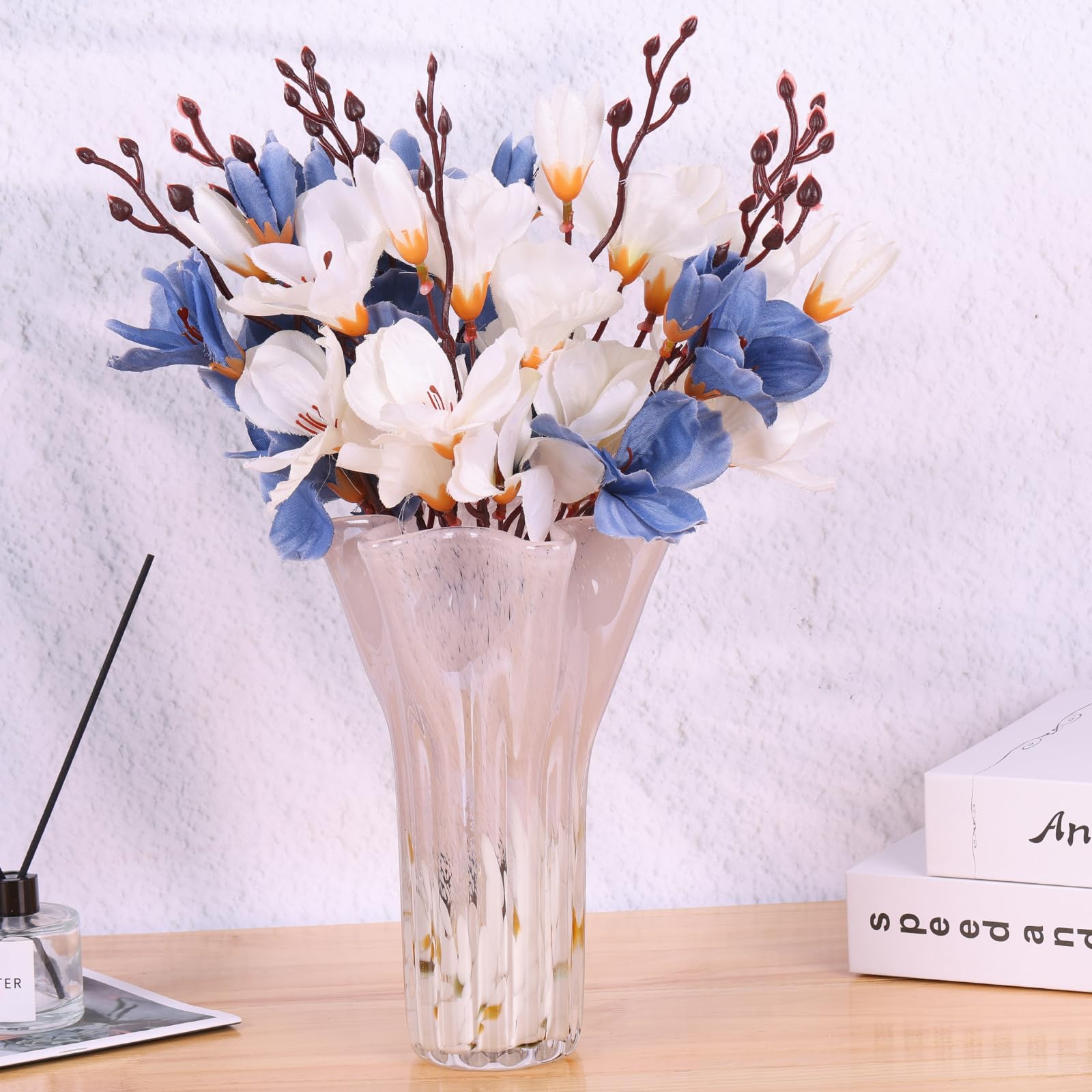 Amazon.com: LCCCK Pink Glass Vase for Flower Decorative, Hand Blown ...