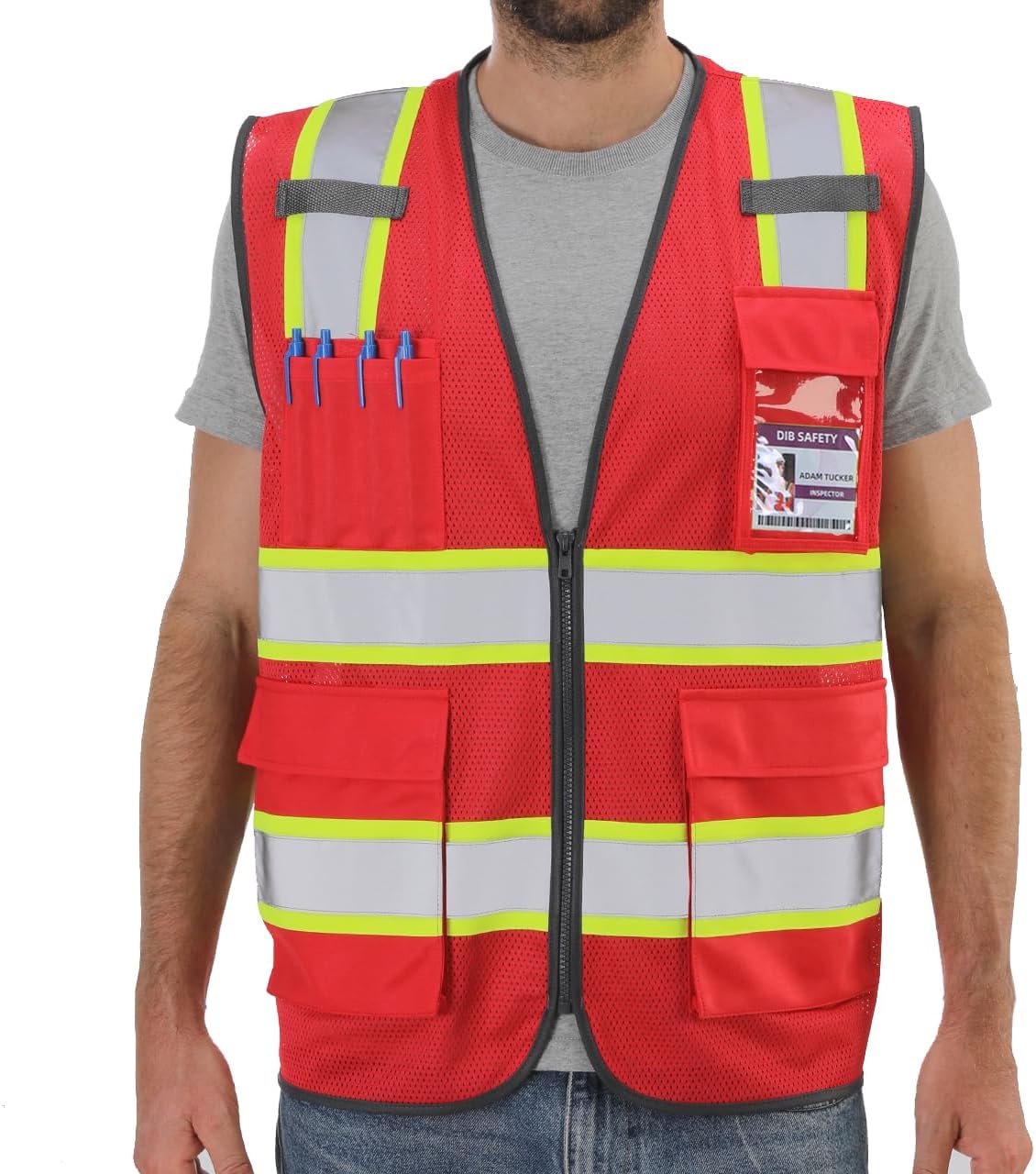 Dib Safety Reflective Mesh Vest High Visibility Two Tone with Pockets ...