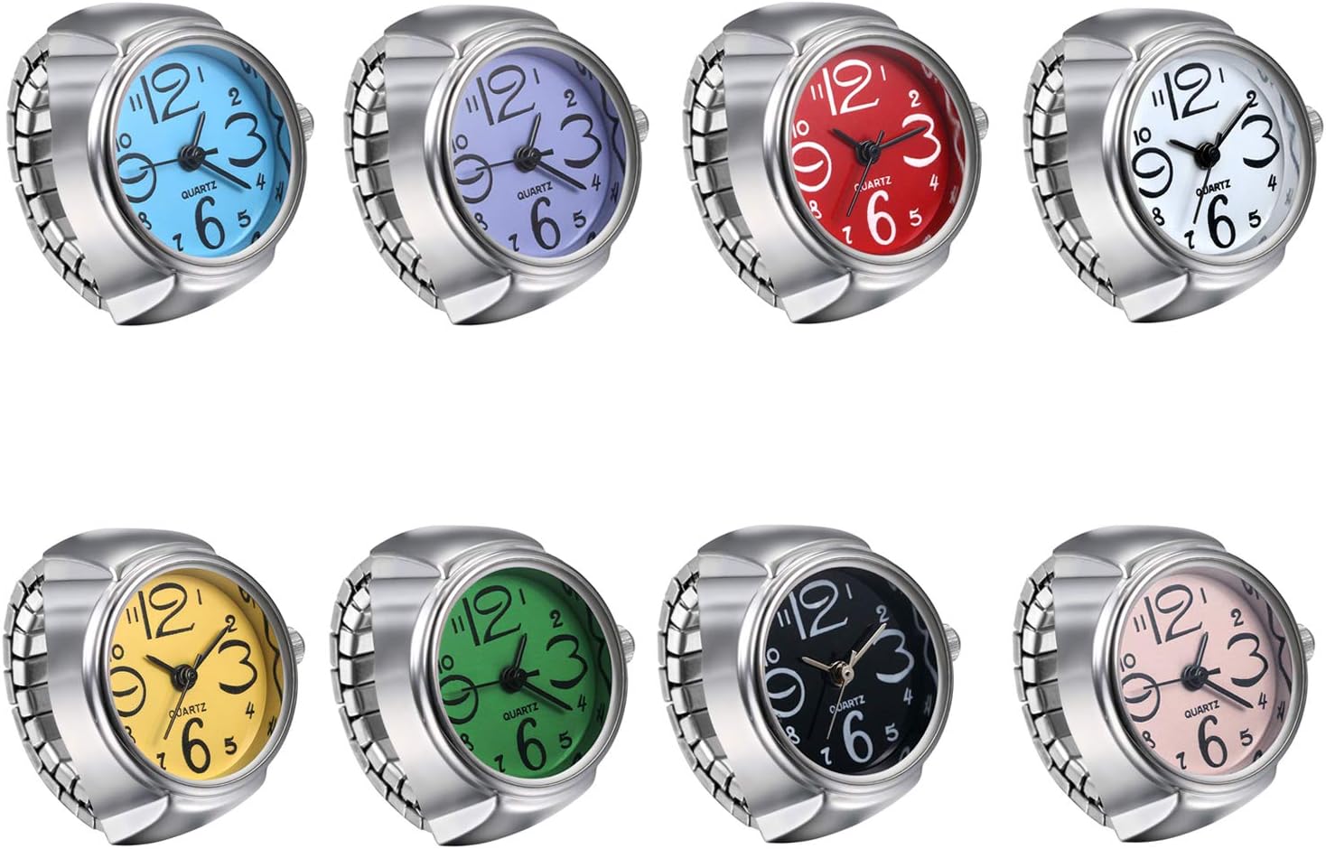 Amazon.com: JewelryWe 8pcs Men Women Finger Watch Creative Elastic ...