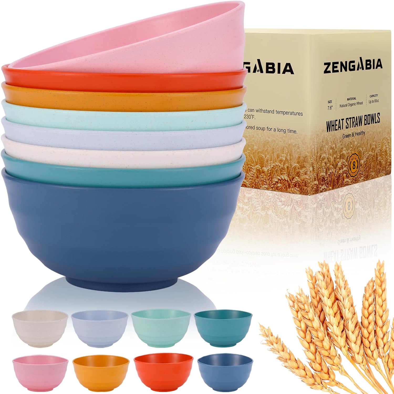 Amazon.com: ZENGABIA Microwave Safe Bowls 60 Oz, Deep Large Plastic ...