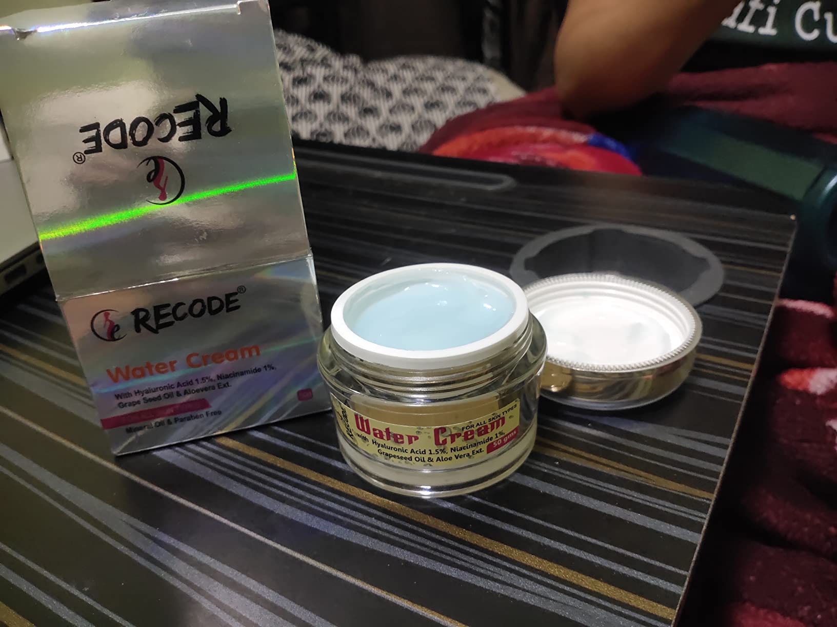 Recode Water Cream With Hyaluronic Acid 1.5% Grape Seed Oil & Aloe Vera ...