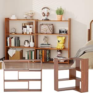 tonchean 4-Tier Corner Bookshelf 60-120 cm Expandable Cube Bookcase ...