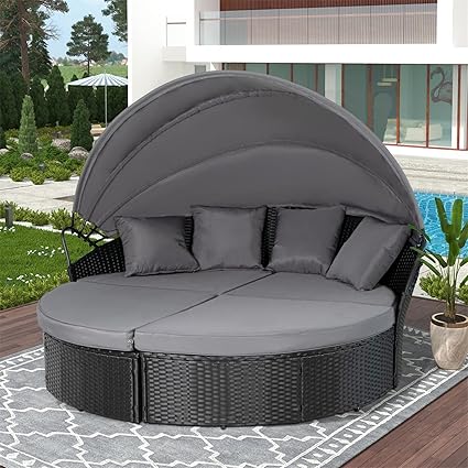 Amazon.com : SUNCROWN Outdoor Patio Round Circular Daybed with ...