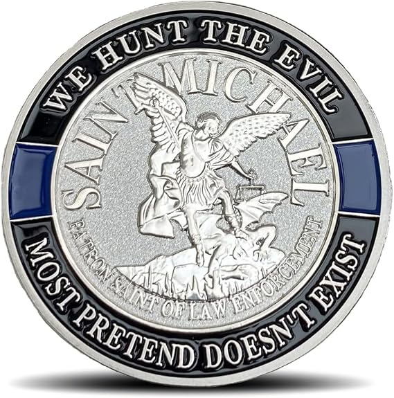Amazon.com: Thin Blue line Saint Michael Law Enforcement Challenge ...