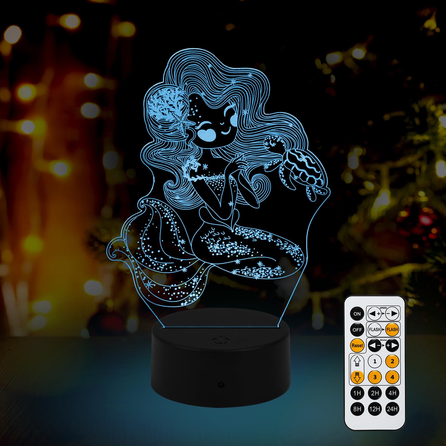Mermaid Night Light for Kids, 3D Night Lamp, 16 Colors Changing with ...