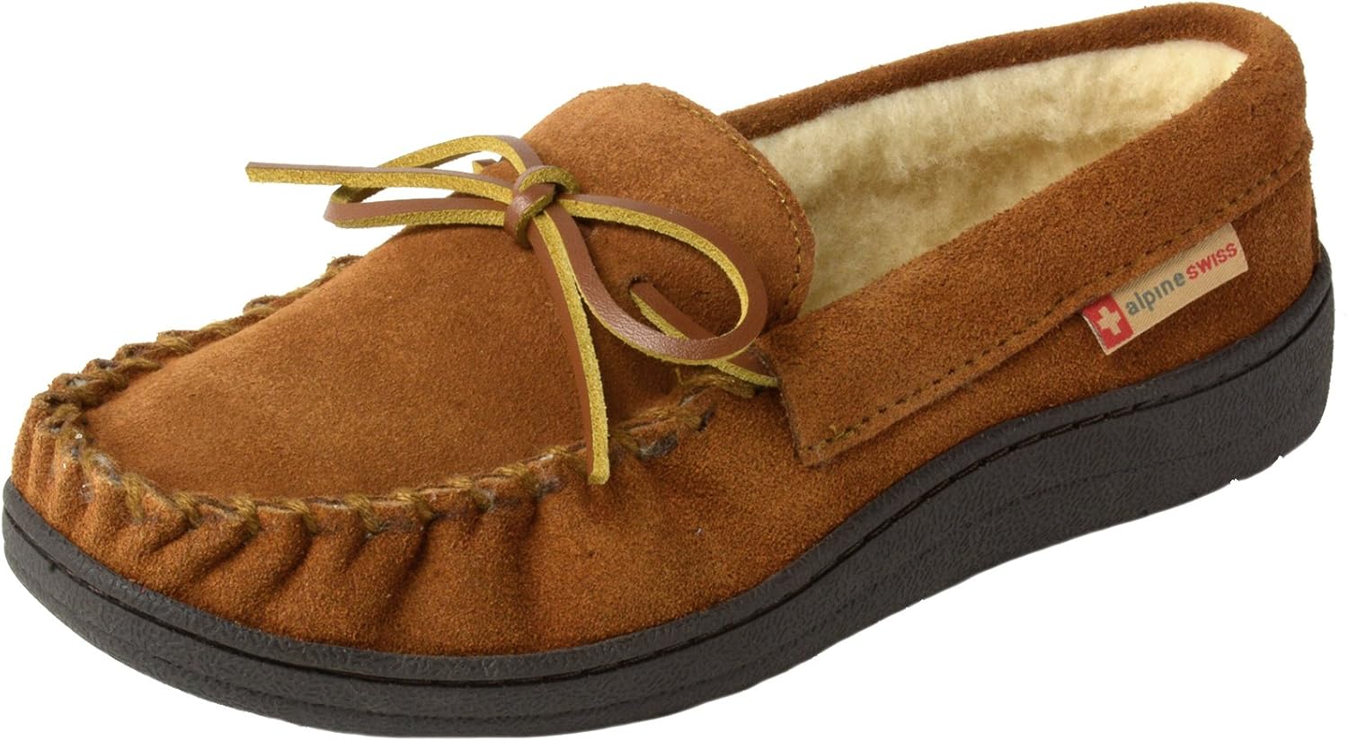 Amazon.com | Alpine Swiss Sabine Womens Genuine Suede Shearling Slip On ...