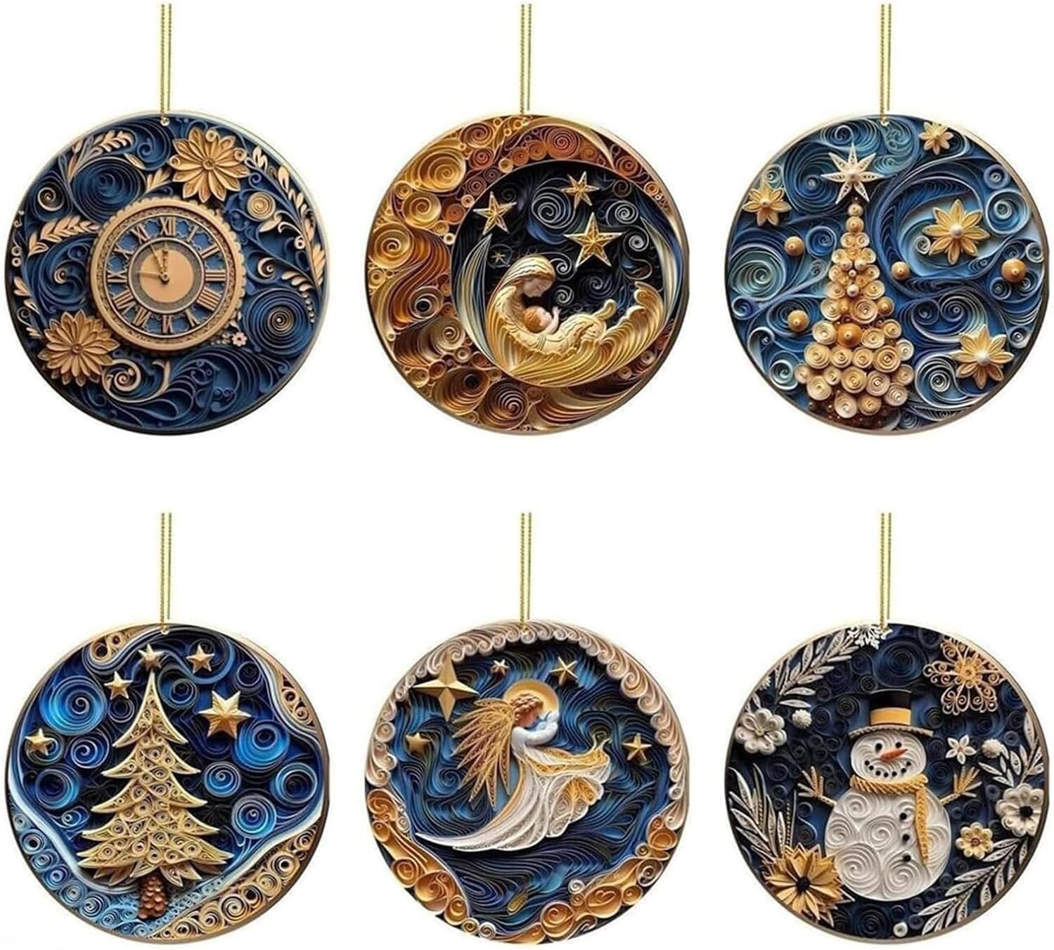 Amazon.com: Flat Quilling Christmas Ornaments,Christmas Ornaments for ...