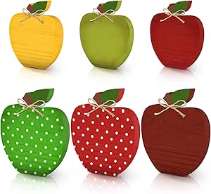 Amazon.com: Yalikop 6 Pcs Thanksgiving Wooden Apples Decor Apples ...