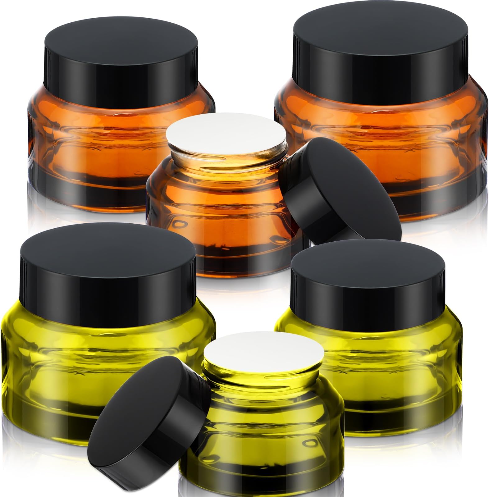 Amazon.com: 6Packs Refillable Green Cosmetic Glass Jars 1Oz/30ml with ...