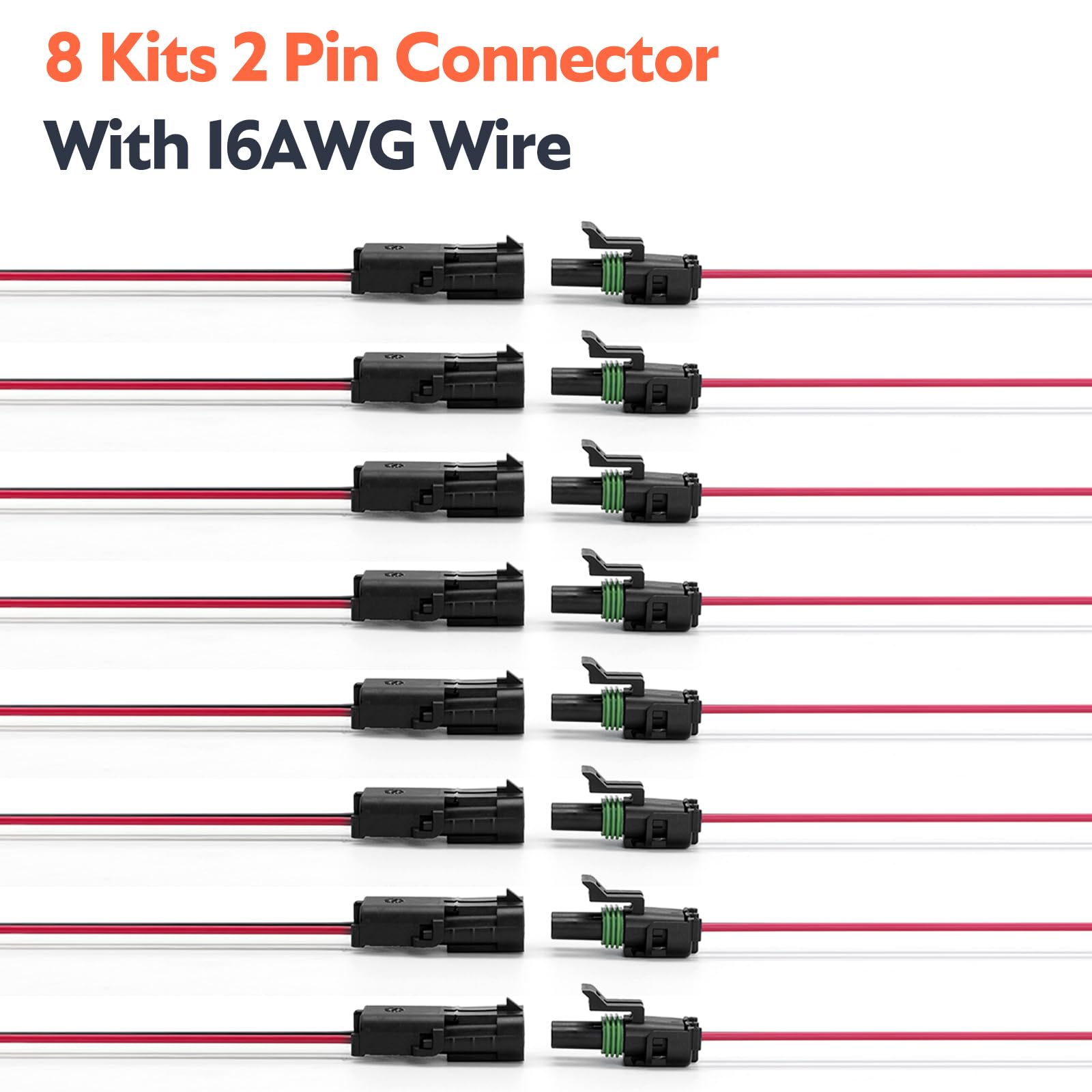 Snapklik.com : Amliber 8 Kits 2 Pin Weather Pack Connectors Kit