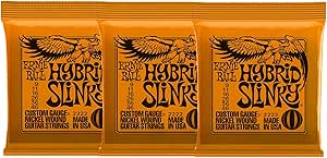 Amazon.com: Ernie Ball Hybrid Slinky Guitar Strings (Pack of 3) (2222x3) : Musical Instruments