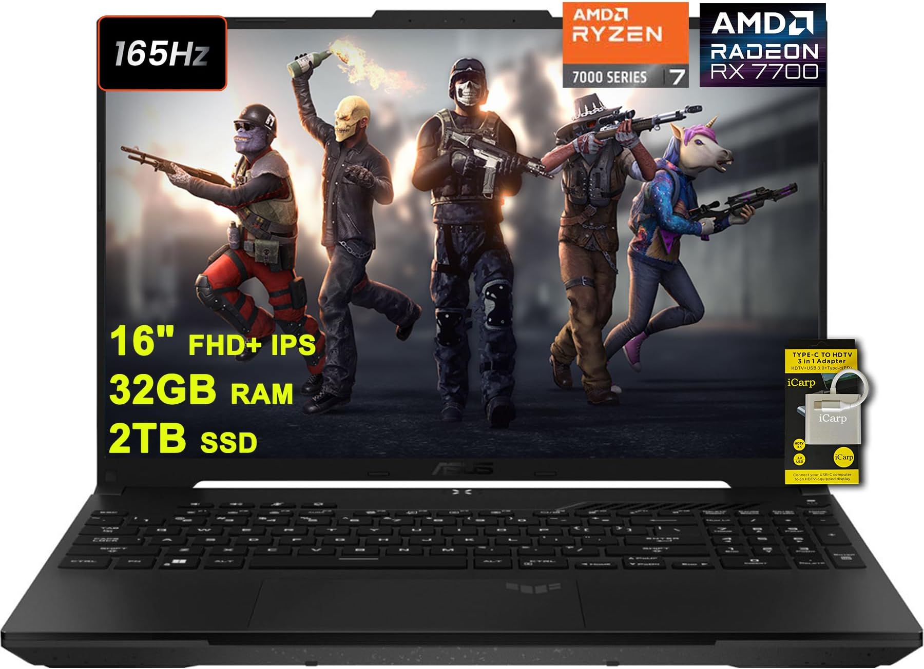 Amazon.com: Asus TUF Gaming A16 Laptop 16" FHD+ 165Hz 7ms 100% sRGB AMD ...