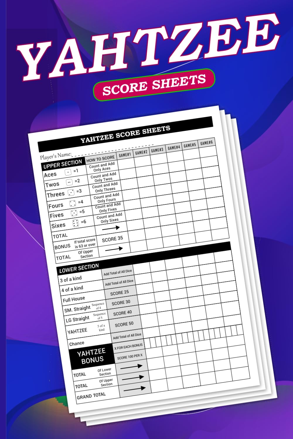 Amazon.com: Yahtzee Score Sheets: 110 Double Sided Yahtzee Score Pads ...