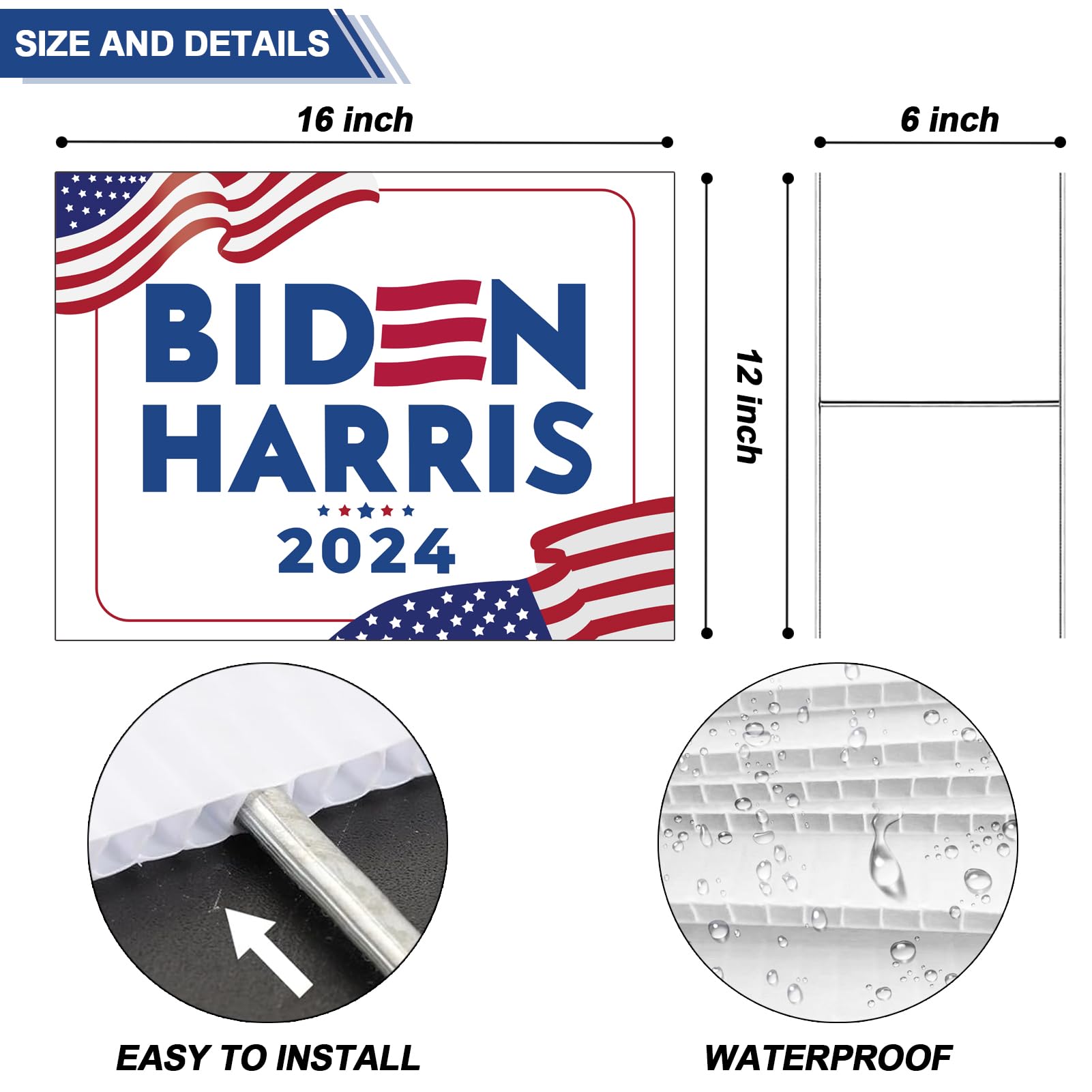 Snapklik.com : YHMHOG Biden 2024 Yard Sign - Biden Harris 16x12 ...