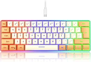 RedThunder 60% Gaming Keyboard, RGB Backlit Ultra-Compact Mini Keyboard ...
