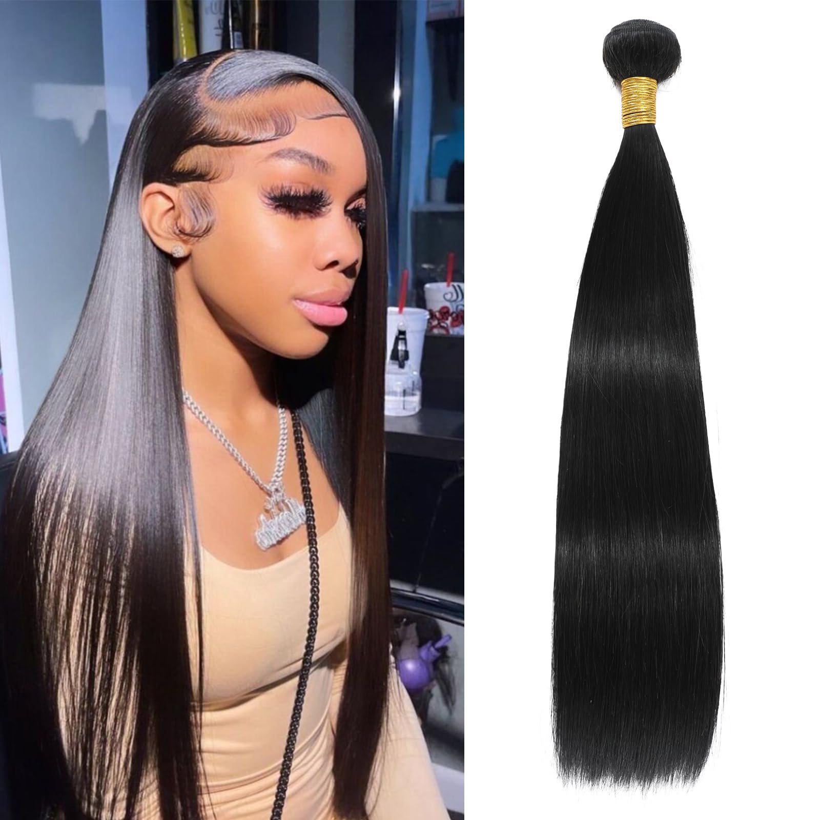 Amazon.com : NROOEAY Straight Bundles Human Hair 12A Brazilian Bundles ...