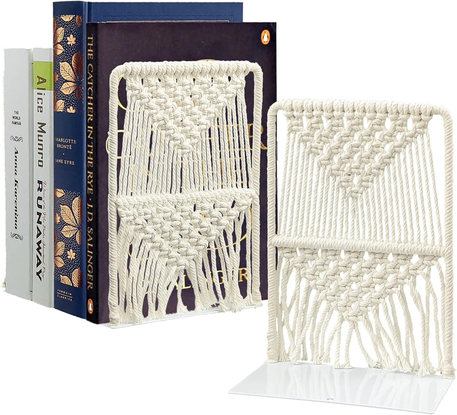 Amazon.com: YEXEXINM Boho Macrame Bookends, Metal Book Stopper ...