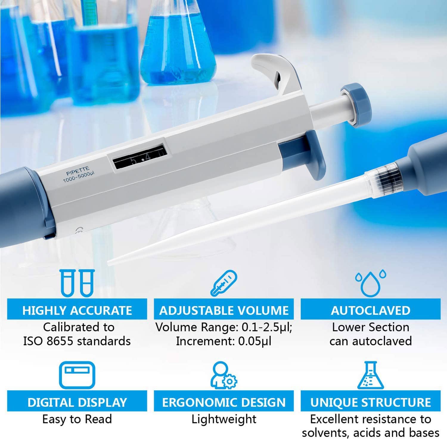 Snapklik.com : Adjustable Pipettor Pipette Micropipette High-Accurate ...