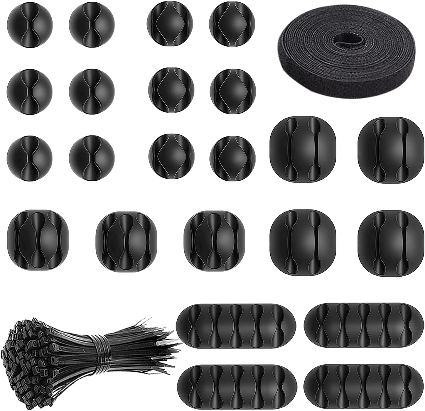 Buy 16pcs Cable Clips, 2M Velcro Cable tie roll, 63 Nylon Zip Ties ...